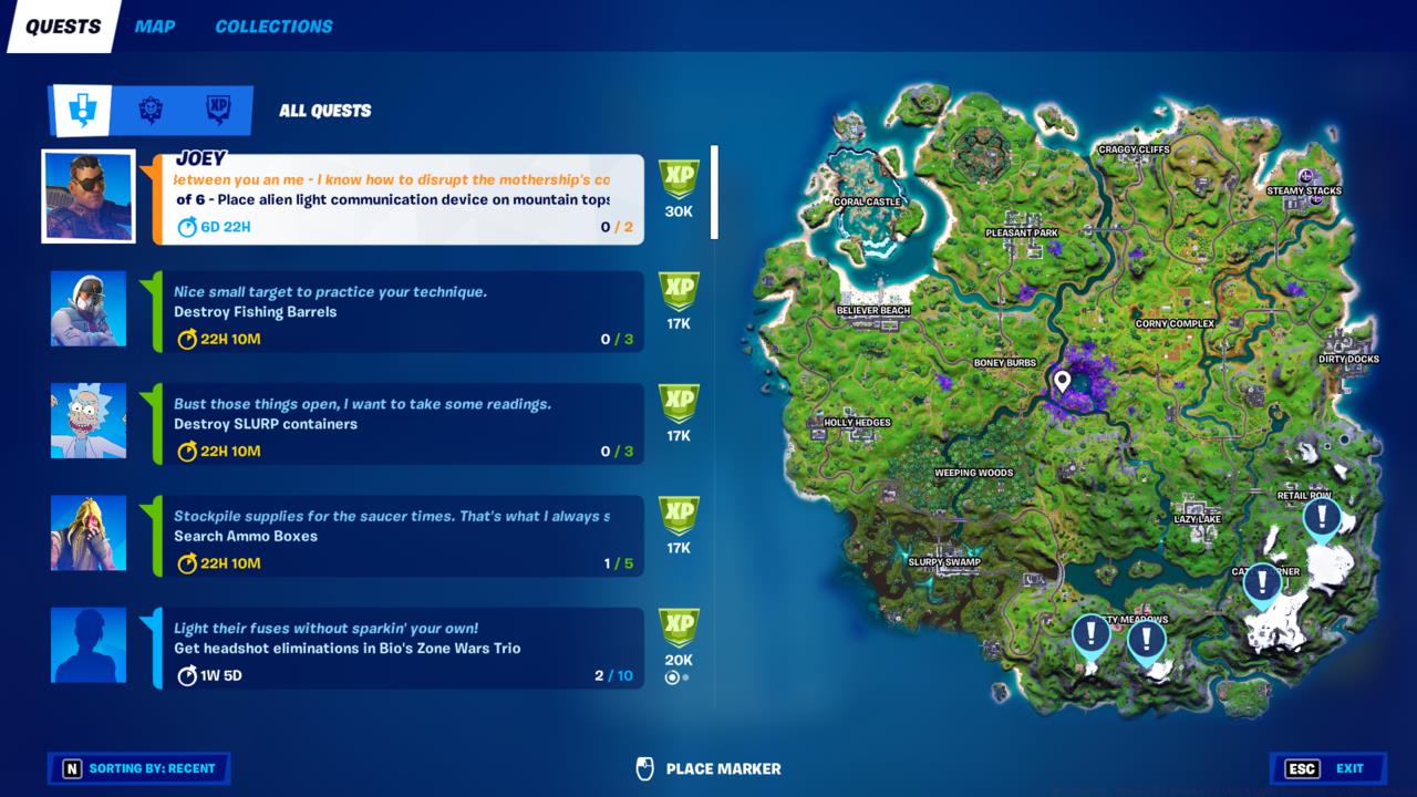Fortnite: Where To Place Alien Light Communication Devices Master ...