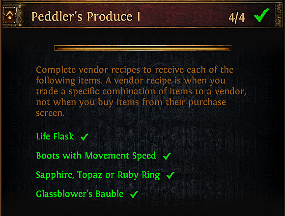 Peddler’s Produce I challenge guide vendor recipes Affliction PoE ...
